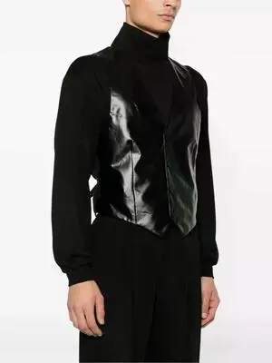 SAPIO Nº12a Wool Blend Waistcoat With Faux Leather Panelling
