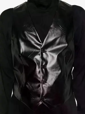 SAPIO Nº12a Wool Blend Waistcoat With Faux Leather Panelling