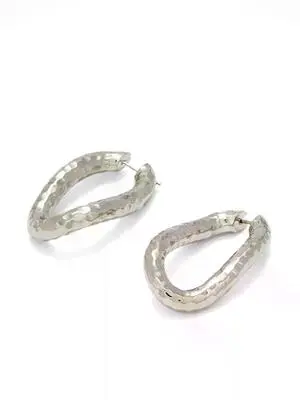 JIL SANDER Hammered Hoop Earrings - Silver