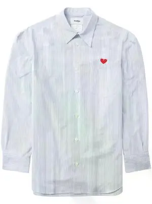 DOUBLET Robot Shoulder Striped Cotton Shirt - Blue