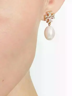 Tory Burch Moondance Pearl And Pavé Drop Earrings