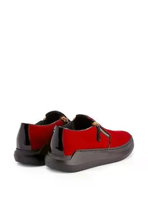 GIUSEPPE ZANOTTI Conley Zip Up Velvet Sneakers - Red