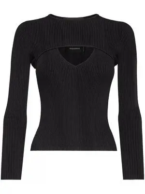 Dsquared2 Ribbed Cut-out Top - Black