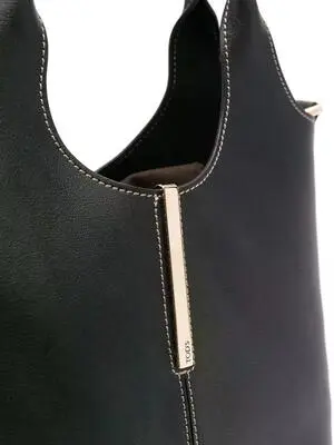TOD'S Mini Leather Tote Bag With Lobster Claw Fastening - Black