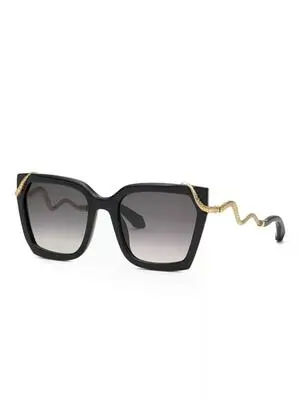 Roberto Cavalli Exaggerated Cat-eye Sunglasses With Gold-tone Chain Detail - Black