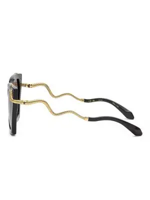 Roberto Cavalli Exaggerated Cat-eye Sunglasses With Gold-tone Chain Detail - Black