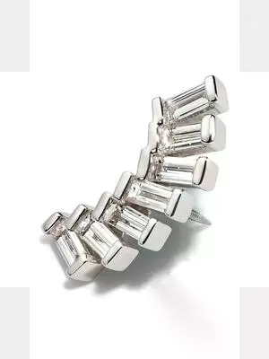 PERSEE 18k White Gold Baguette Diamond Earring