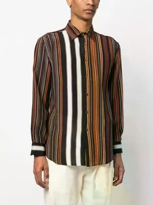 Etro Striped Long-sleeve Silk Shirt