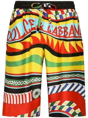 Dolce & Gabbana Printed Silk Bermuda Shorts - Multicolour
