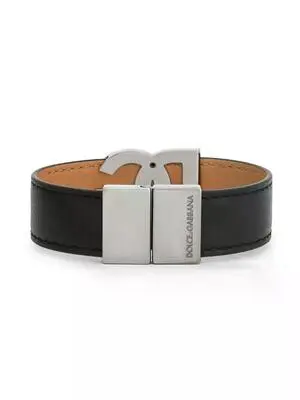 Dolce & Gabbana Logo Plaque Leather Bracelet