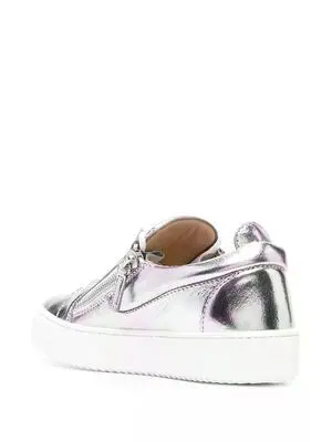 GIUSEPPE ZANOTTI Metallic Leather Low-top Sneakers - Silver