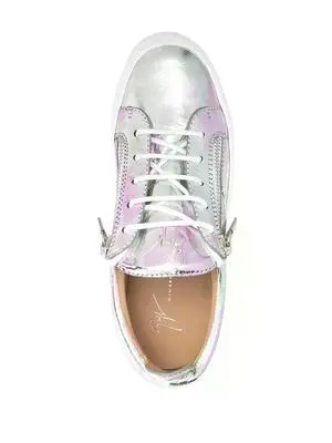 GIUSEPPE ZANOTTI Metallic Leather Low-top Sneakers - Silver