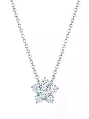 Kwiat 18kt White Gold Diamond Floral Cluster Pendant Necklace