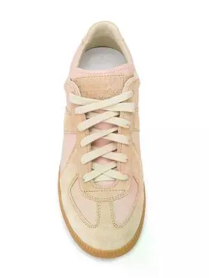 MAISON MARGIELA Replica Panelled Leather And Suede Sneakers - Pink