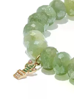 SYDNEY EVAN 14kt Yellow Cactus Charm Beaded Bracelet