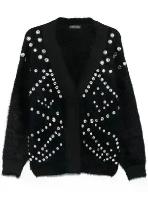 LOULOU Crystal Embellished Cardigan - Black
