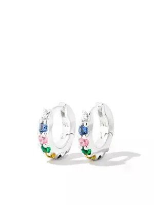 HATTON LABS Multi-stone Hoop Earrings - Silver