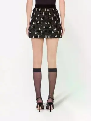 Dolce & Gabbana Embellished Velvet A-line Mini Skirt
