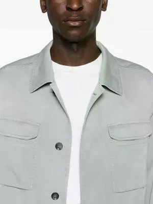 Brioni Aqua Silk-linen Blend Sahariana Shirt Jacket