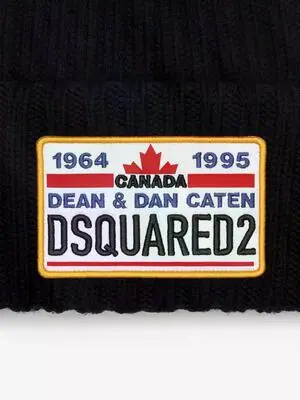 Dsquared2 Ribbed-knit Beanie With Logo Patch