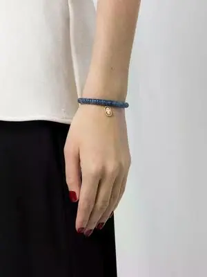 SYDNEY EVAN 14kt Yellow Gold Kyanite Beaded Bracelet With Diamond Hamsa Pendant