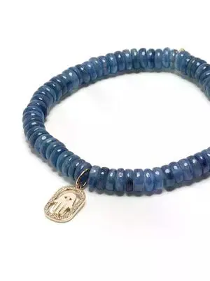 SYDNEY EVAN 14kt Yellow Gold Kyanite Beaded Bracelet With Diamond Hamsa Pendant