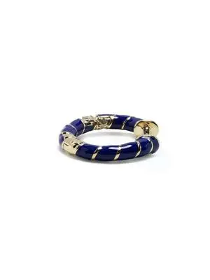 Yvonne Léon 9kt Yellow Gold Diamond And Enamel Hoop Earring