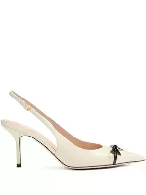 Valentino Garavani Bepointy Patent Leather Slingback Pumps With Vlogo Detail - White