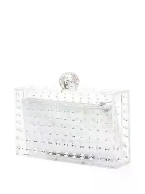 AQUAZZURA Tequila Rhinestone Clutch Bag - Neutrals