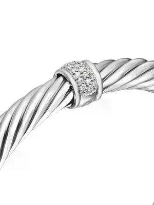 David Yurman Sterling Pavé Diamond Cable Station Bracelet