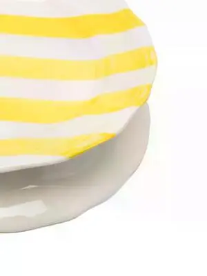 LES-OTTOMANS Striped Ceramic Plate - Yellow