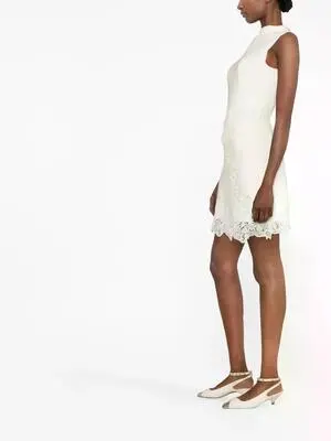 Chloé Ribbed-knit Lace-trim Mini Skirt