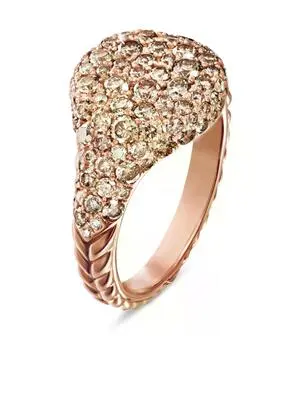David Yurman 18kt Rose Gold Chevron Diamond Ring - Pink