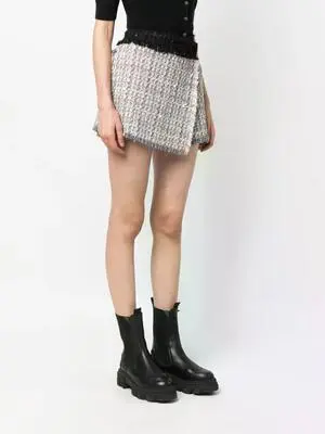 MSGM Wrap-front Tweed Skorts - Grey