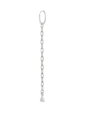 COUP DE COEUR Sterling Silver Skinny Chain Hoop Earring - Metallic