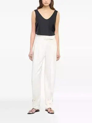 Another Tomorrow Pleated Belted Trousers