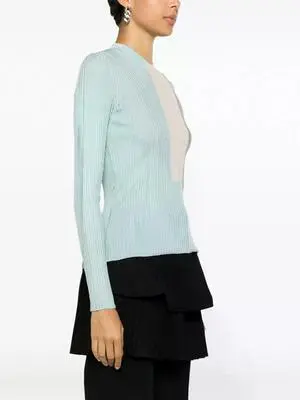 Fendi Colour-block Ribbed-knit Silk-blend Top