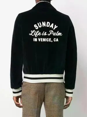 Palm Angels Embroidered Velvet Bomber Jacket