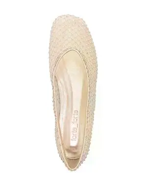 FORTE_FORTE Rhinestone-embellished Mesh Ballerina Flats