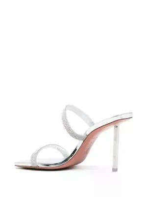Amina Muaddi 100mm Crystal Embellished Stiletto Sandals - Silver