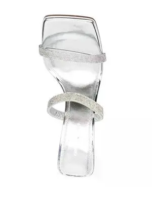 Amina Muaddi 100mm Crystal Embellished Stiletto Sandals - Silver