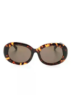 Linda Farrow Oval Frame Sunglasses - Brown