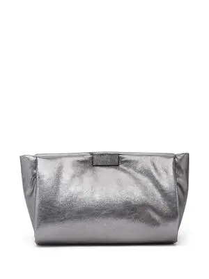 Brunello Cucinelli Lamé Calfskin Clutch Bag - Silver