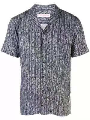 Orlebar Brown Wave-print Short-sleeve Shirt - Blue