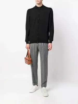 BOSS Fine-knit Zip-up Cardigan - Black