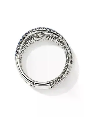 John Hardy Sterling Crossover Ring With Pavé Blue Sapphires