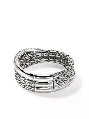 John Hardy Sterling Crossover Ring With Pavé Blue Sapphires