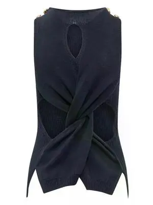Seafarer Sleeveless Knit Top With Decorative Buttons