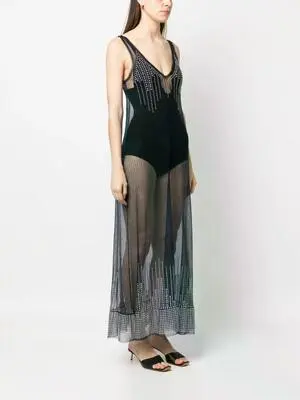Rabanne Stud-detailed Sheer Long Dress