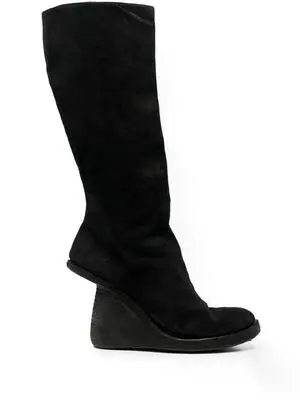 Guidi Asymmetric Heel Knee Boots - Black